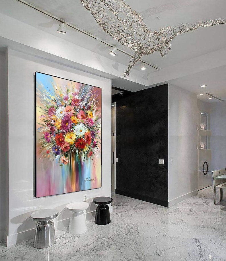 Large Abstract Flower Oil Painting on Canvas Modern Floral - Etsy