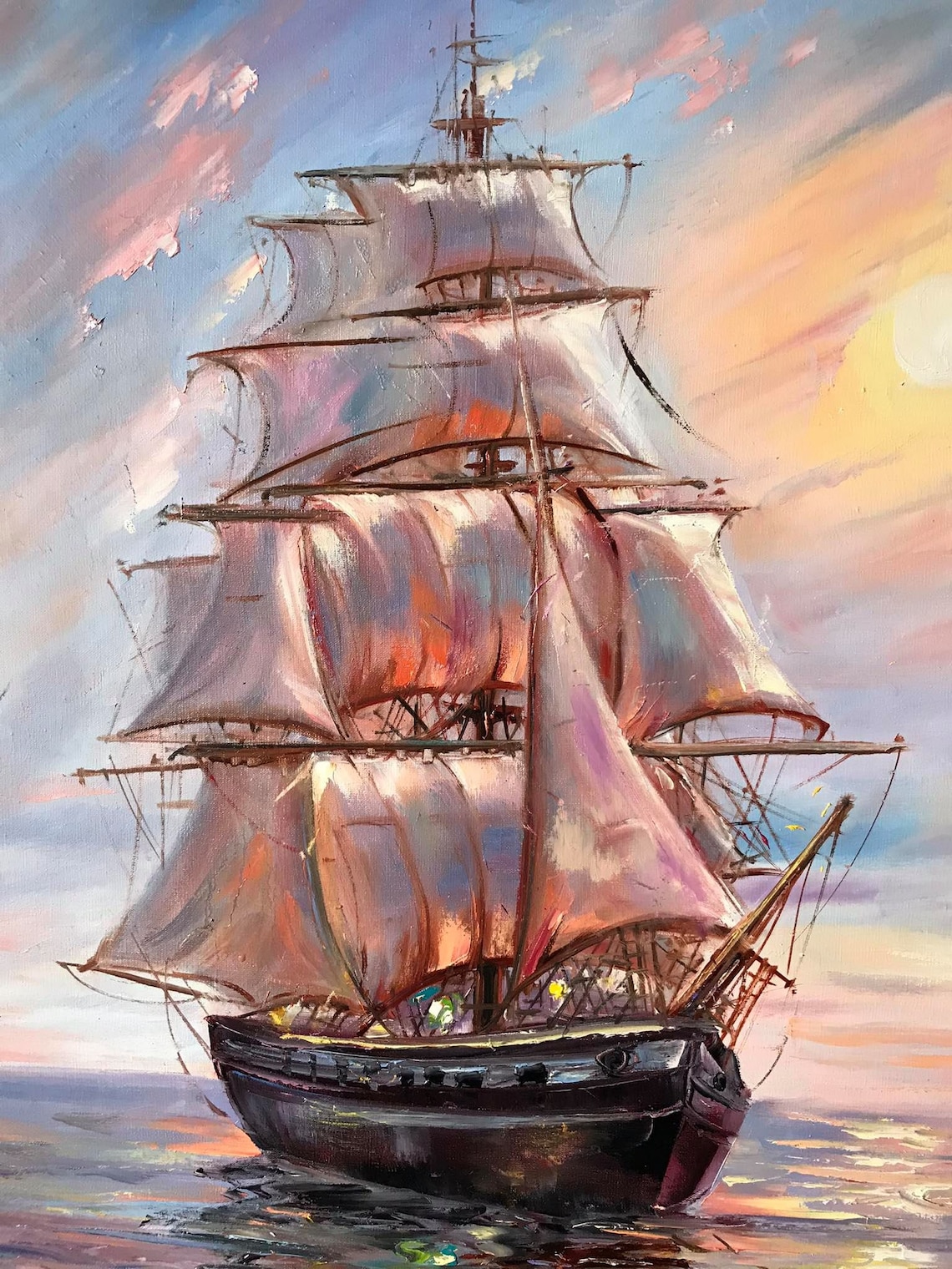 Large Ship Painting Original Ocean Oil Painting Sailing Art - Etsy