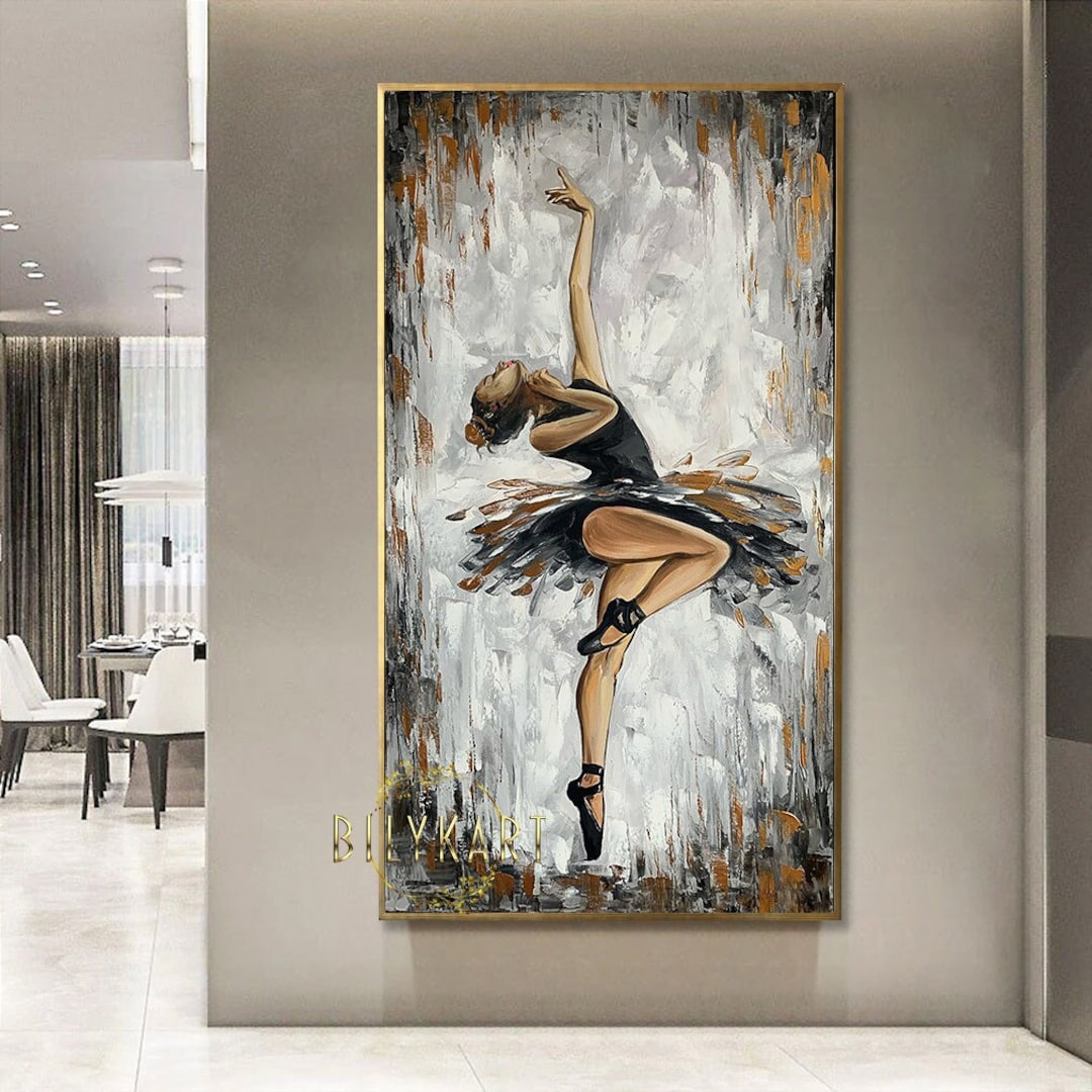 Abstract Ballerina Oil Painting Original Black Ballerina Wall Art ...