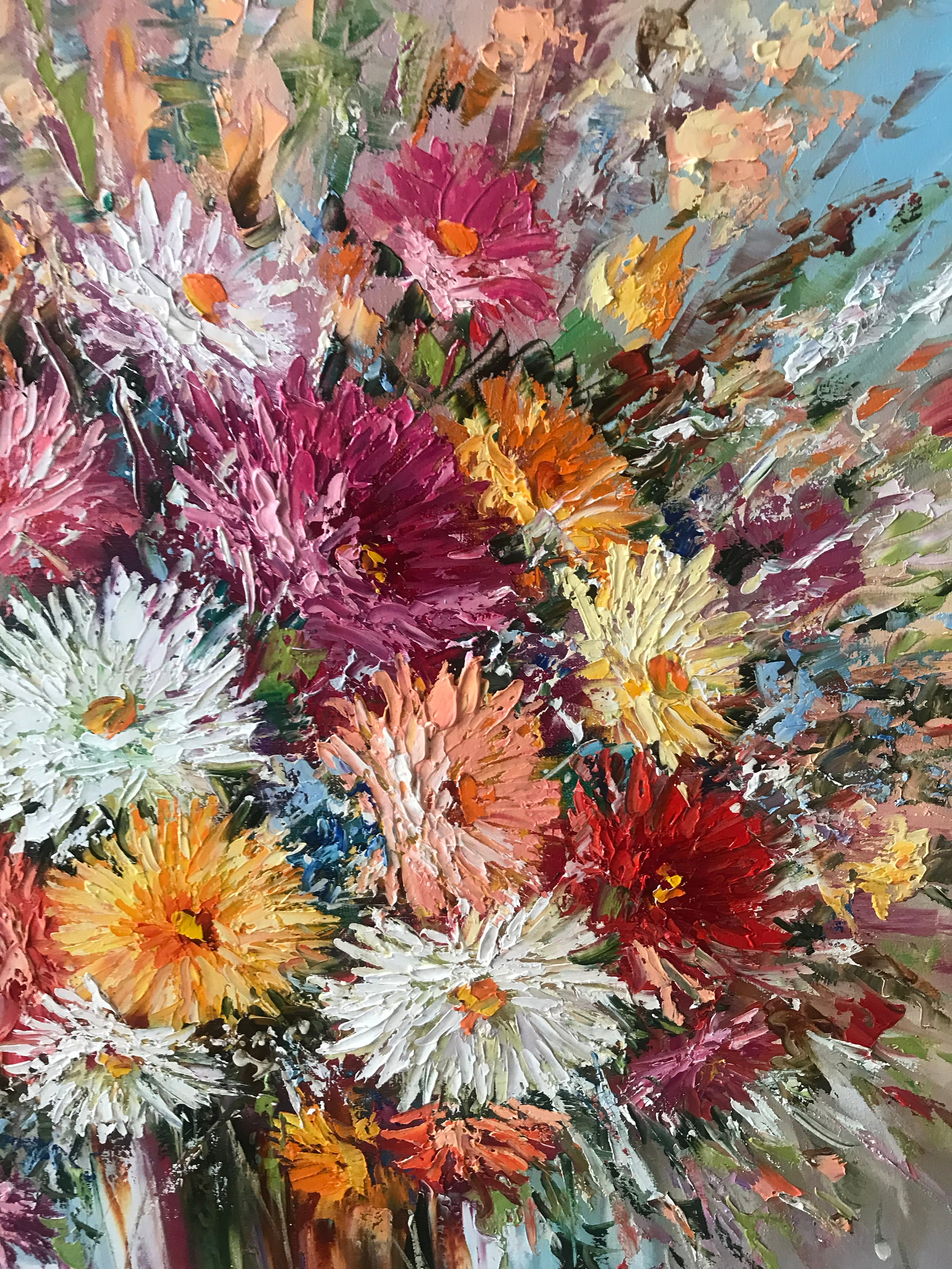 Large Abstract Flower Oil Painting Original Modern Floral Wall - Etsy