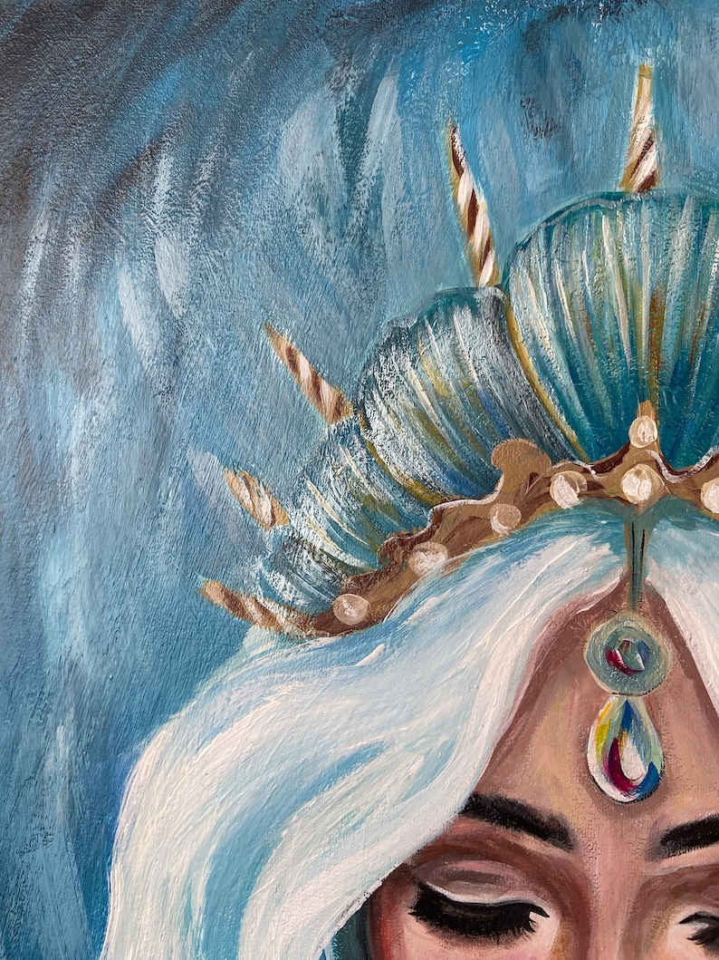 Original Mermaid Painting on Canvas Blue Mermaid Wall Art Under the Sea ...