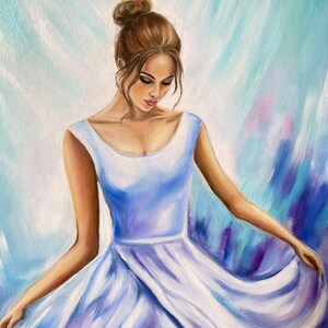 Abstract Woman Painting on Canvas Girl Modern Wall Art Woman in Blue ...