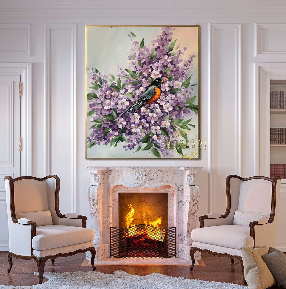 Robin Bird in Tree Painting Original Custom Bird Wall Art - Etsy