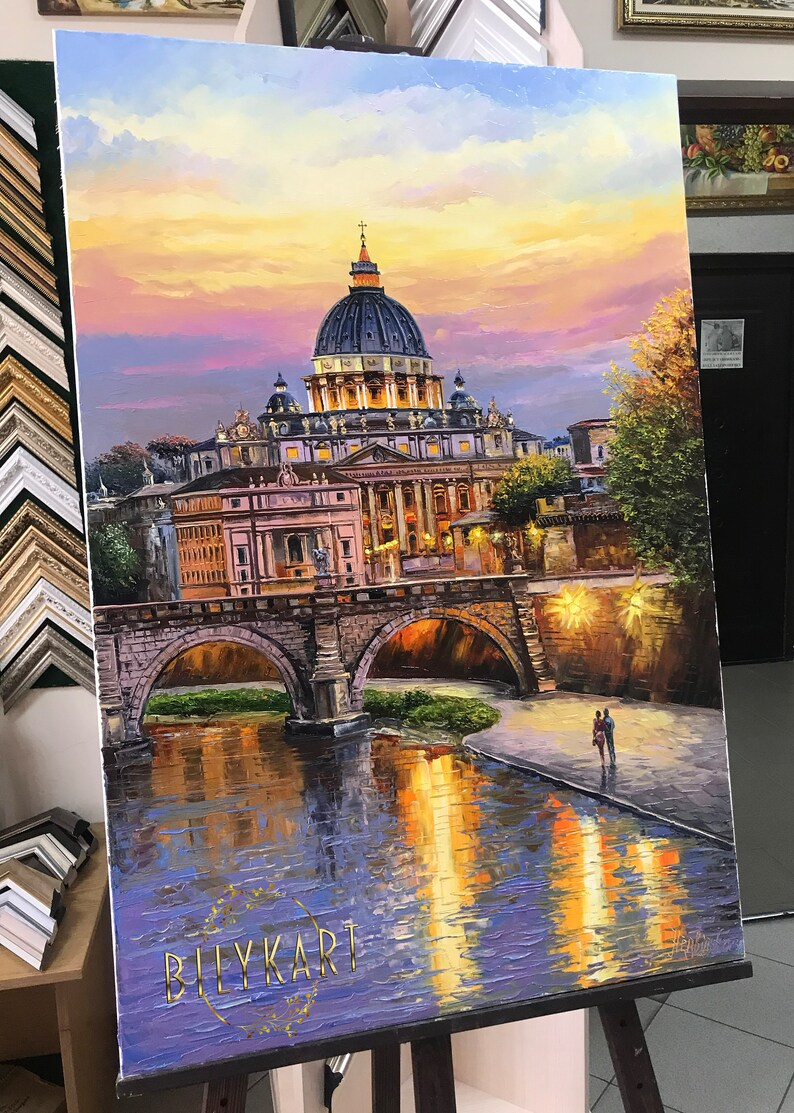 Rome Italy Oil Painting Original Evening in Rome Painting - Etsy