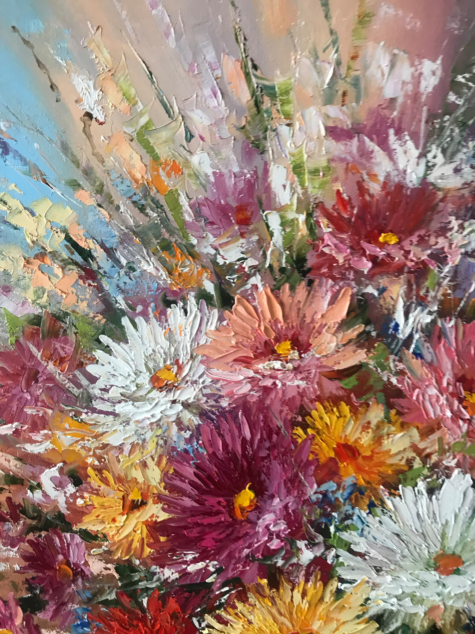 Large Abstract Flower Oil Painting on Canvas Modern Floral - Etsy