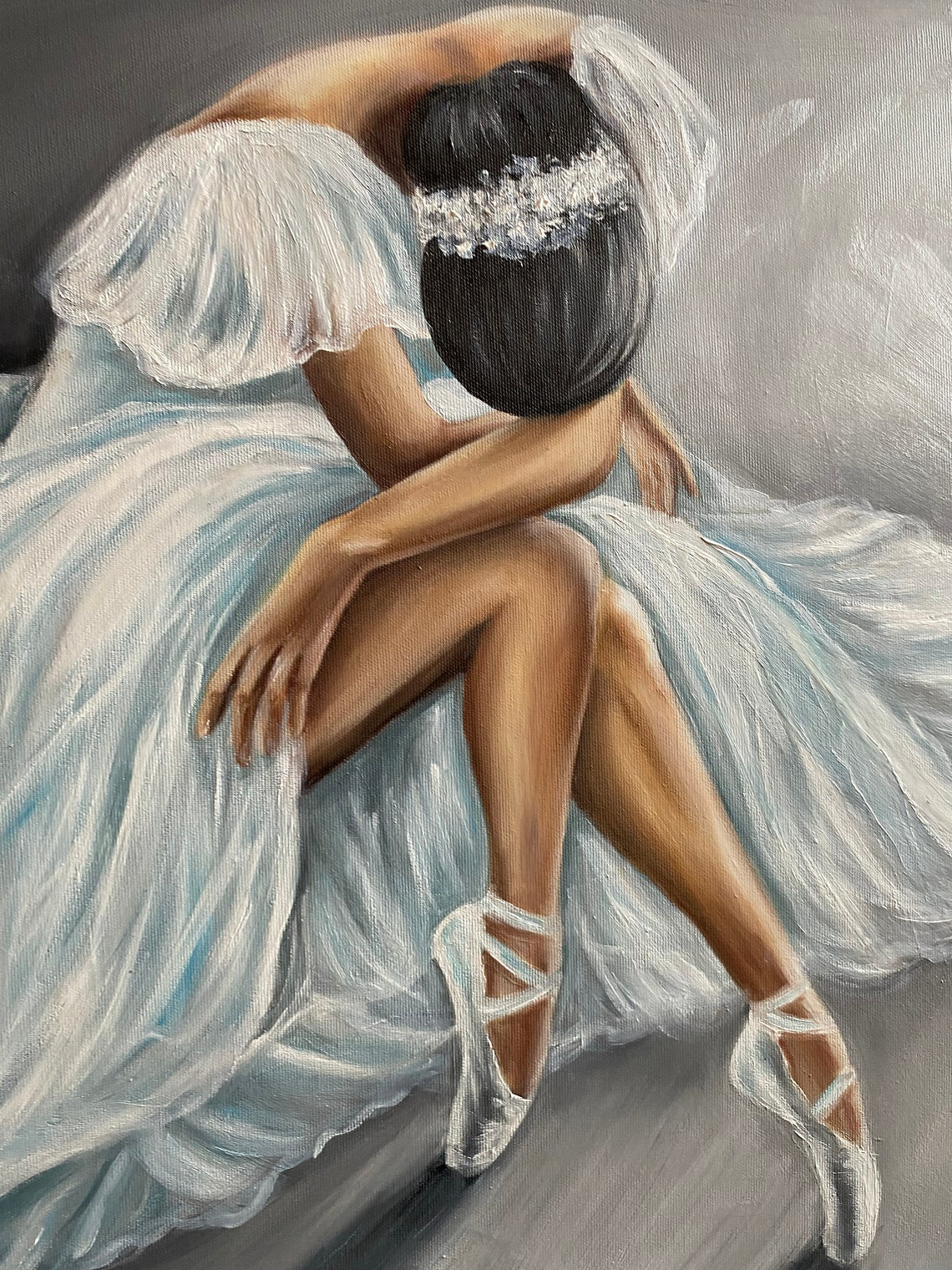 Ballerina Sitting on Floor Oil Painting Original Beautiful - Etsy