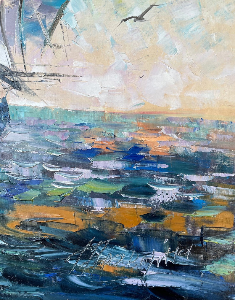 Abstract Ship Oil Painting Original Large Sailing Wall Art - Etsy