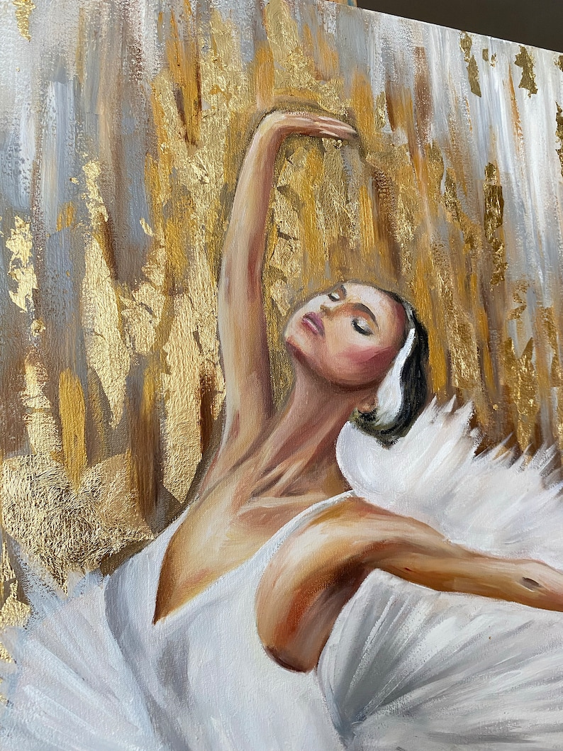 Abstract Ballerina Oil Painting Original Gold Ballerina Wall - Etsy