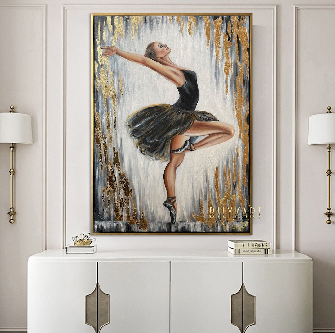 Abstract Ballerina Painting on Canvas Black and White Art Original ...