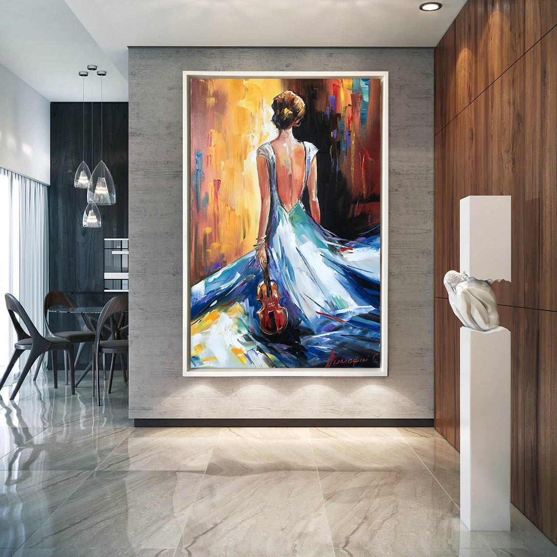 Elegant Woman Back Painting Silhouette Art With Background - Etsy