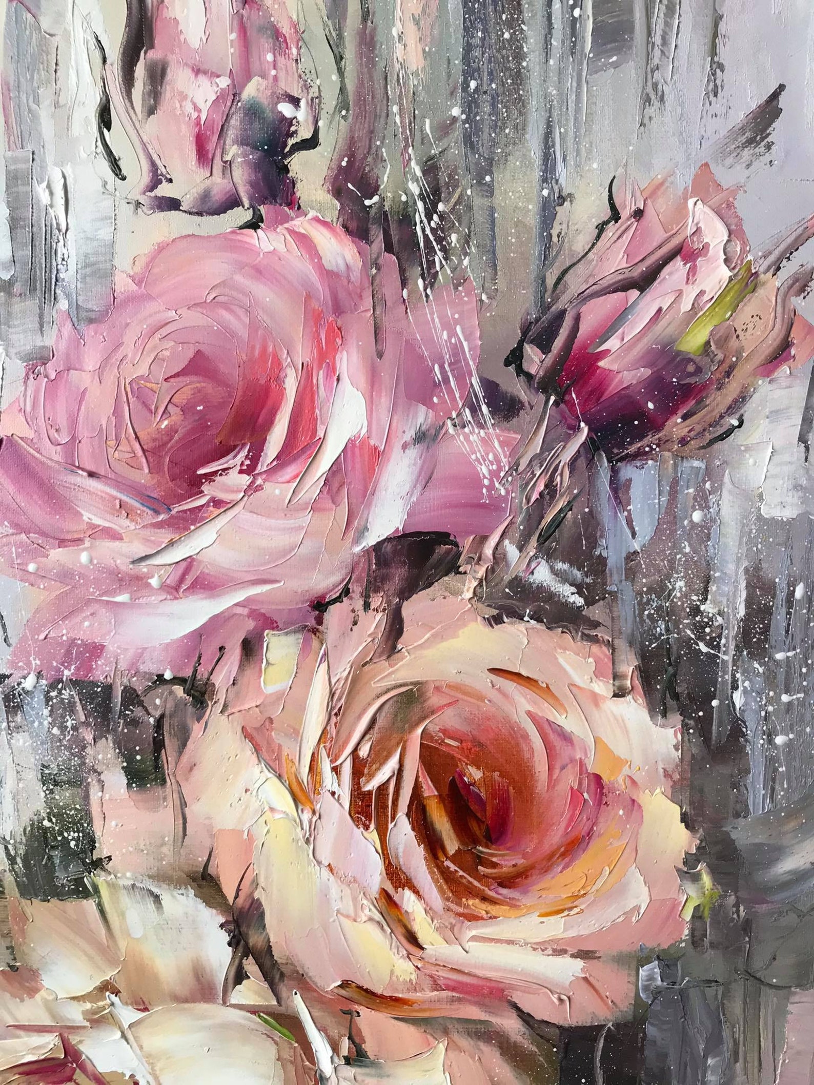 Set of 2 Painting Abstract Flowers Wall Art Large Floral - Etsy