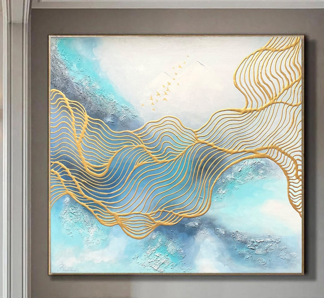 Light Blue Abstract Art Large Original Abstract Painting on - Etsy