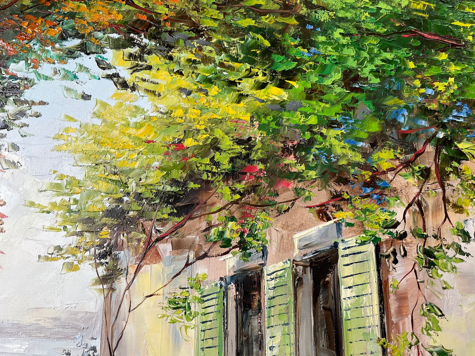 Italian Painting Original Tuscany Wall Art Colorful Artwork Village Oil ...