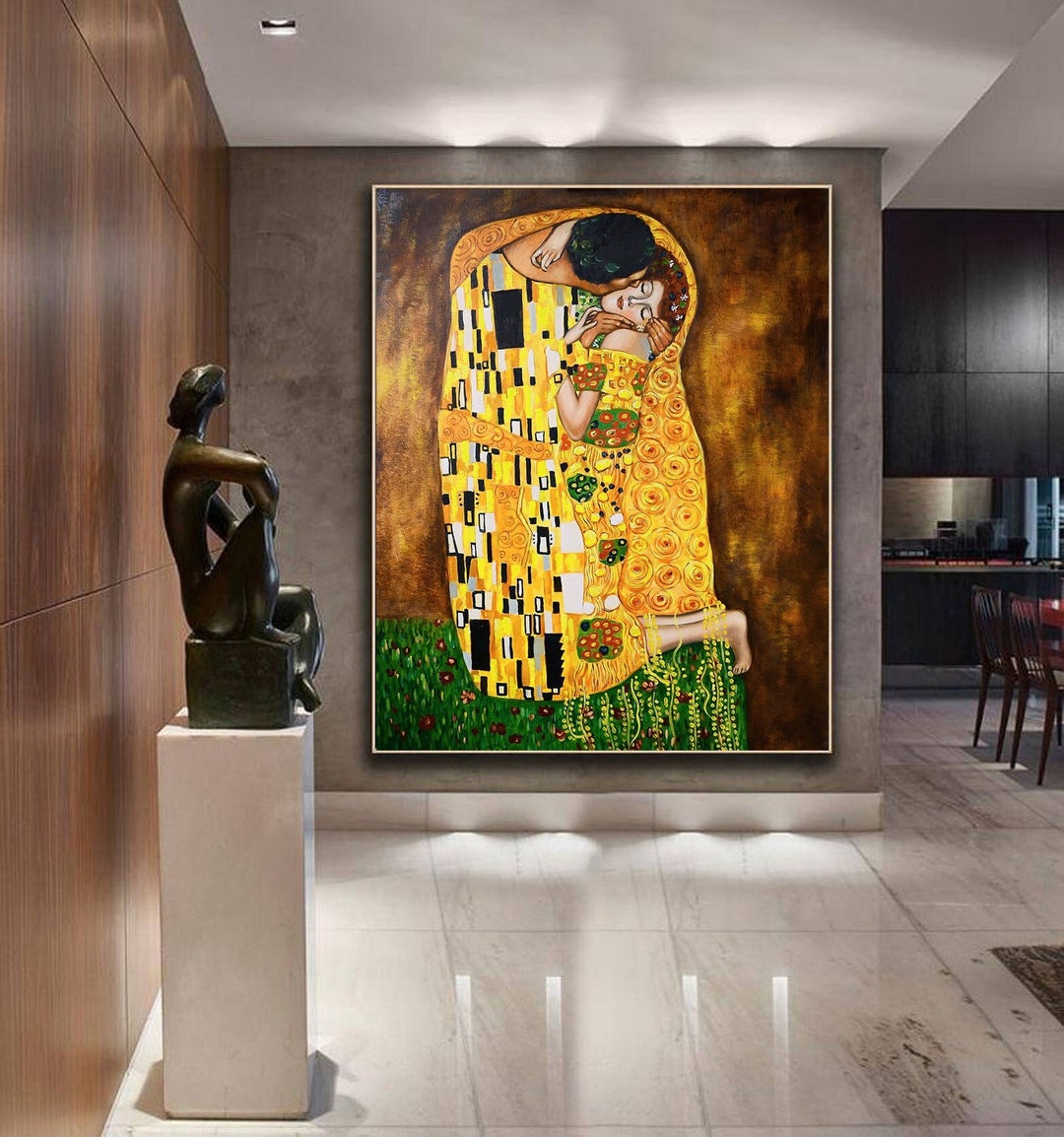 Gustav Klimt the Kiss Painting Reproduction Klimt Wall Art Original ...