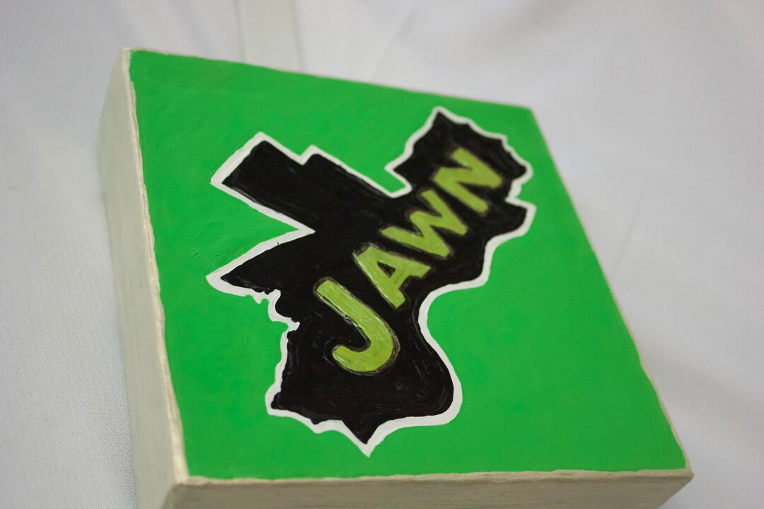 JAWN Philly Map 6x6 Painting on Deep Canvas 6x6 Metallic Green Gold ...