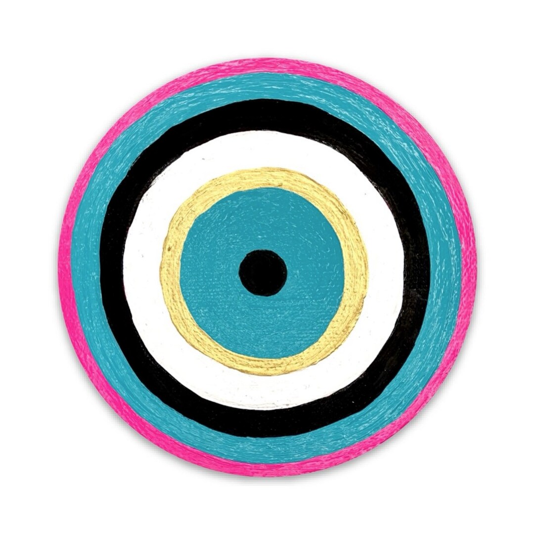 Sticker Vinyl Hot Pink & Teal Evil Eye Bumper Sticker 3x3 - Etsy