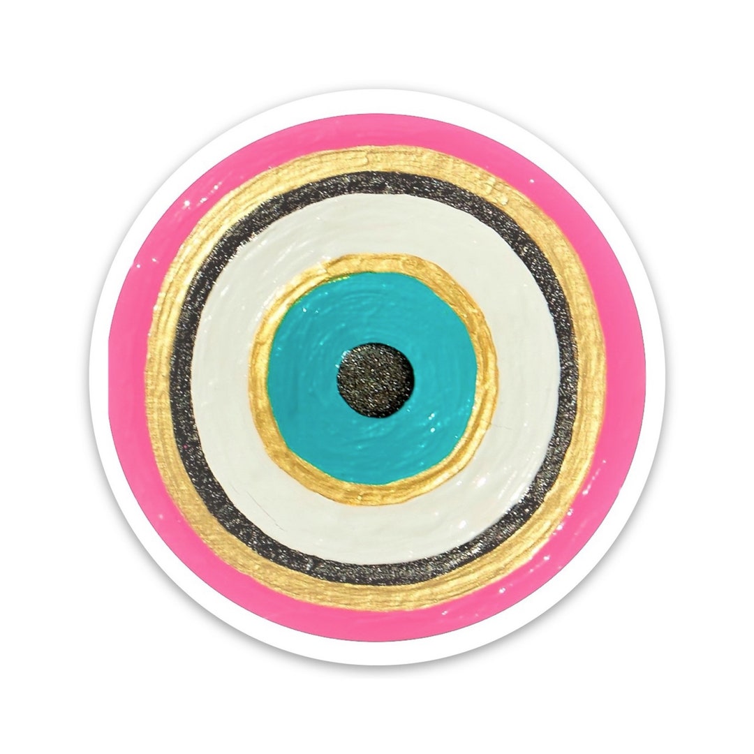 Sticker Vinyl Pink, Metallic Gold & Teal Evil Eye Bumper Sticker 3x3 ...
