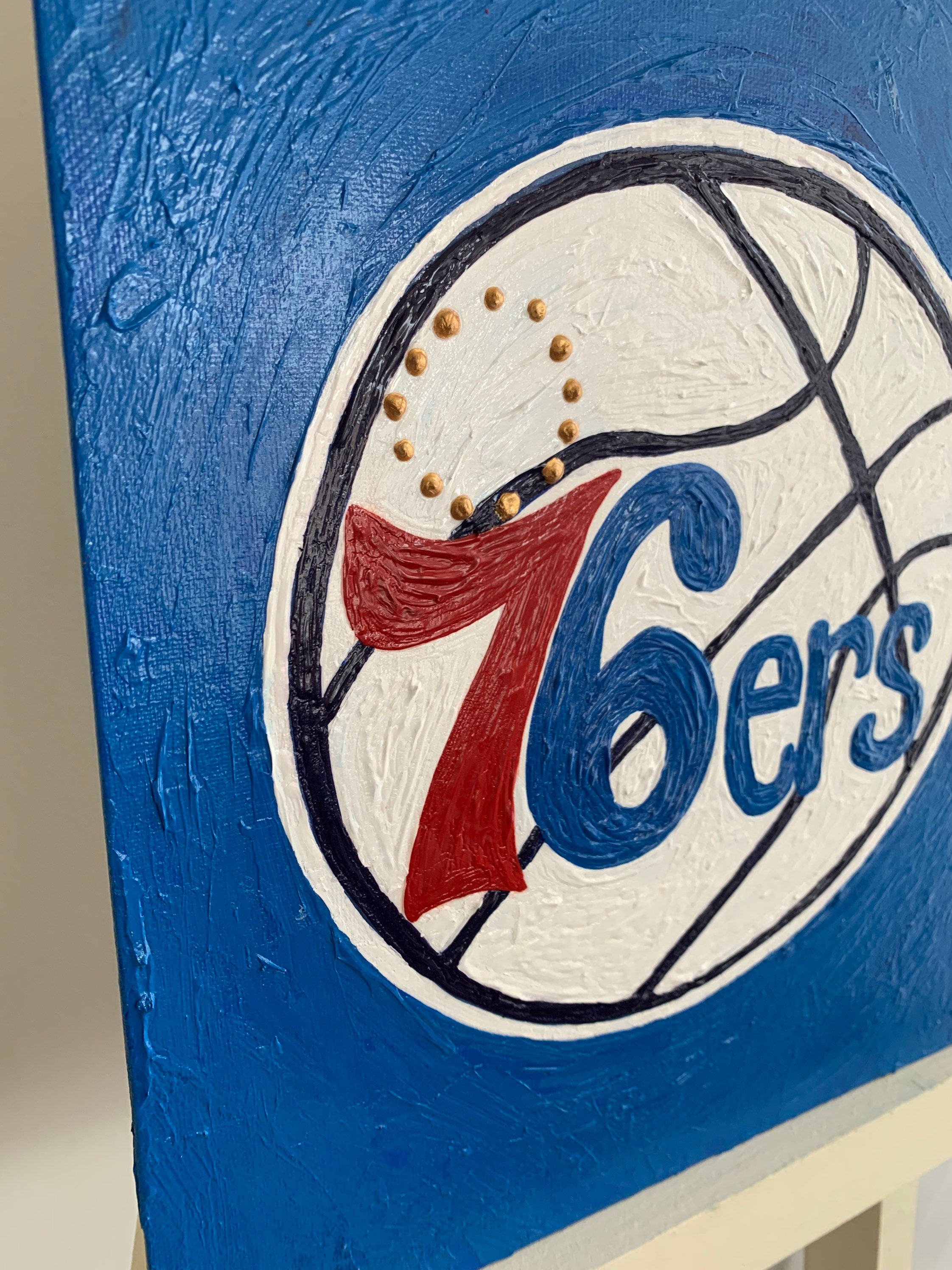 Buy 14x11 76ers Logo Painting Philadelphia Sixers on Flat Canvas 14x11 ...