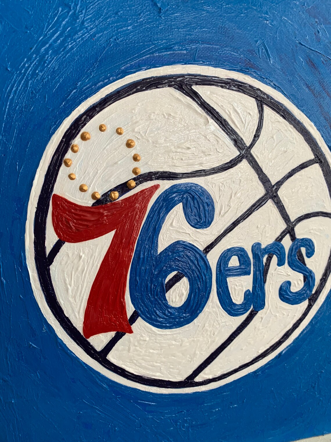 Buy 14x11 76ers Logo Painting Philadelphia Sixers on Flat Canvas 14x11 ...