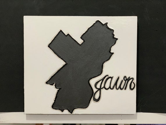 13x15 Philly JAWN Map Painting on Wooden Board Canvas | Etsy