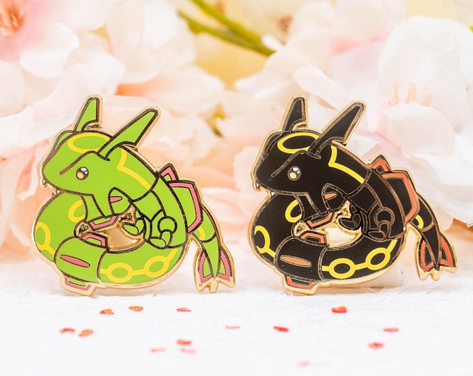 Rayquaza Enamel Pin / Serpentine Enamel Pin / Dragon Pokemon Pin / Mega ...