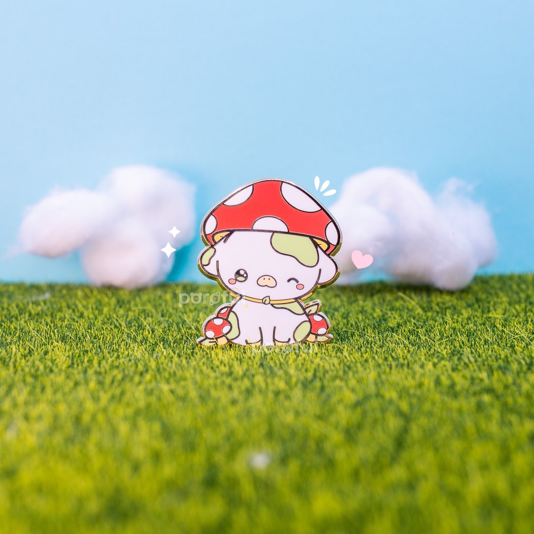 Mushroom Cow Enamel Pin / Fluffy Cow Pin / Cottagecore Cow Enamel Pin ...