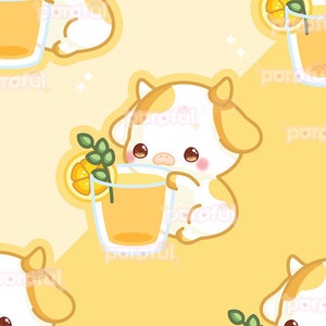 Cute Lemon Cow Sticker / Kawaii Cow Stickers / Fluffy Cow Mystery Blind ...