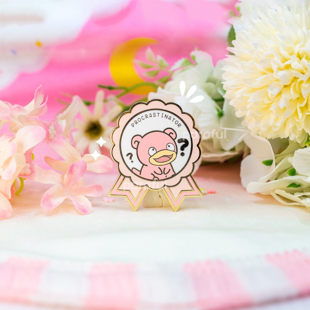Cute Procrastinator Enamel Pin / Procrastinator Slowpoke Pin / Psyduck ...
