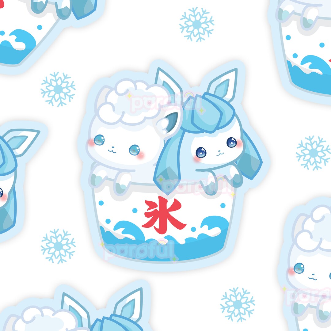 Kawaii Cute Alolan Vulpix Sticker / Glaceon Vinyl Sticker / Eeveelution ...