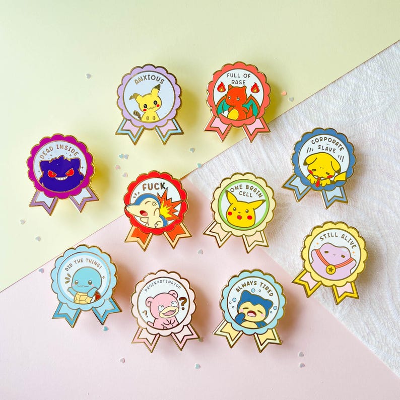 Cyndaquil Pokemon Enamel Pin / Fuck Angry Enamel Pin / Sweary but ...