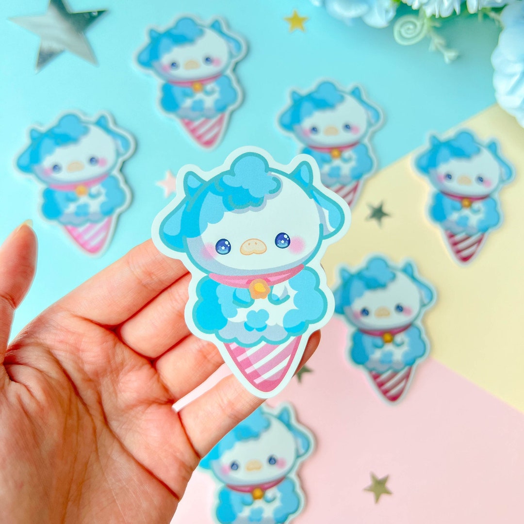 Cute Cow Stickers / Fluffy Cow Stickers / Cotton Candy Vinyl Stickers ...