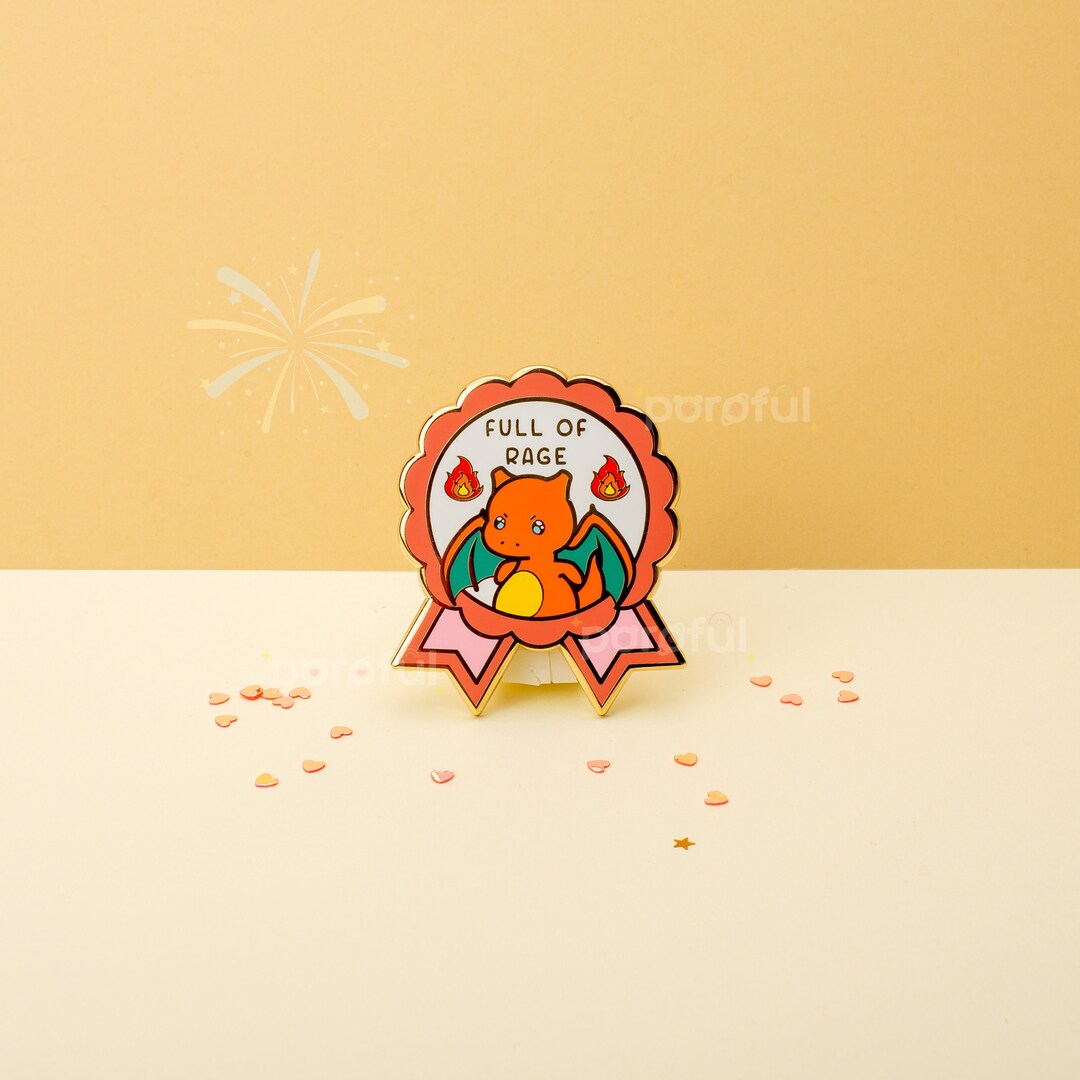 Charizard Full of Rage Enamel Pin / Mega Charizard Enamel Pin / Fire ...