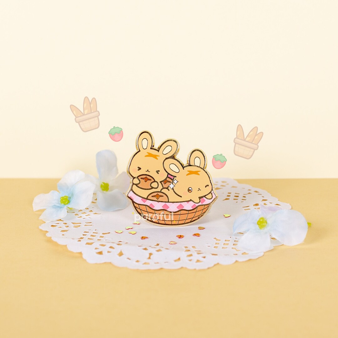 Hot Cross Buns Enamel Pin Bunny Bakery Enamel Pins Cute Sweet Bunny