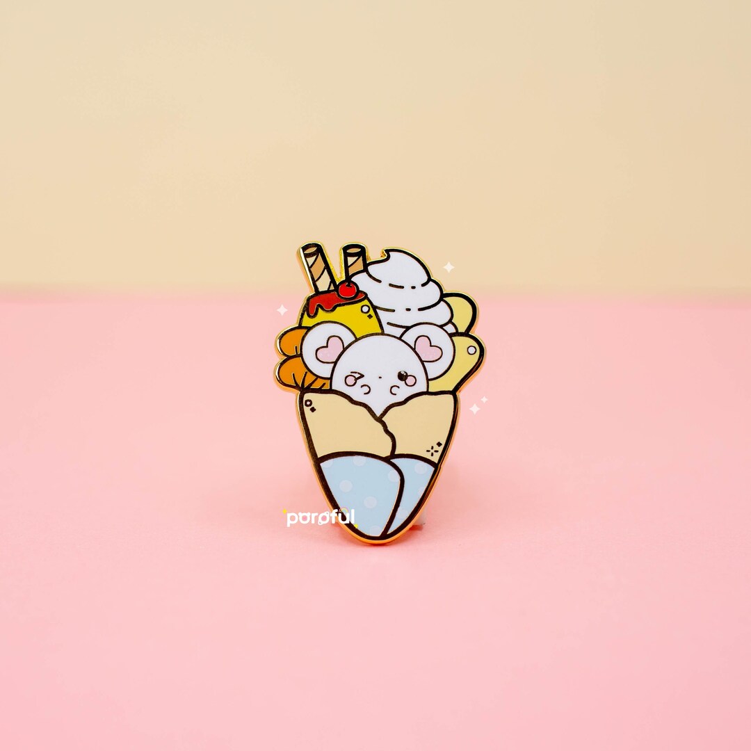 Cute Mouse Enamel Pin / Animal Dessert Pins / Animal Food Pins / Kawaii ...