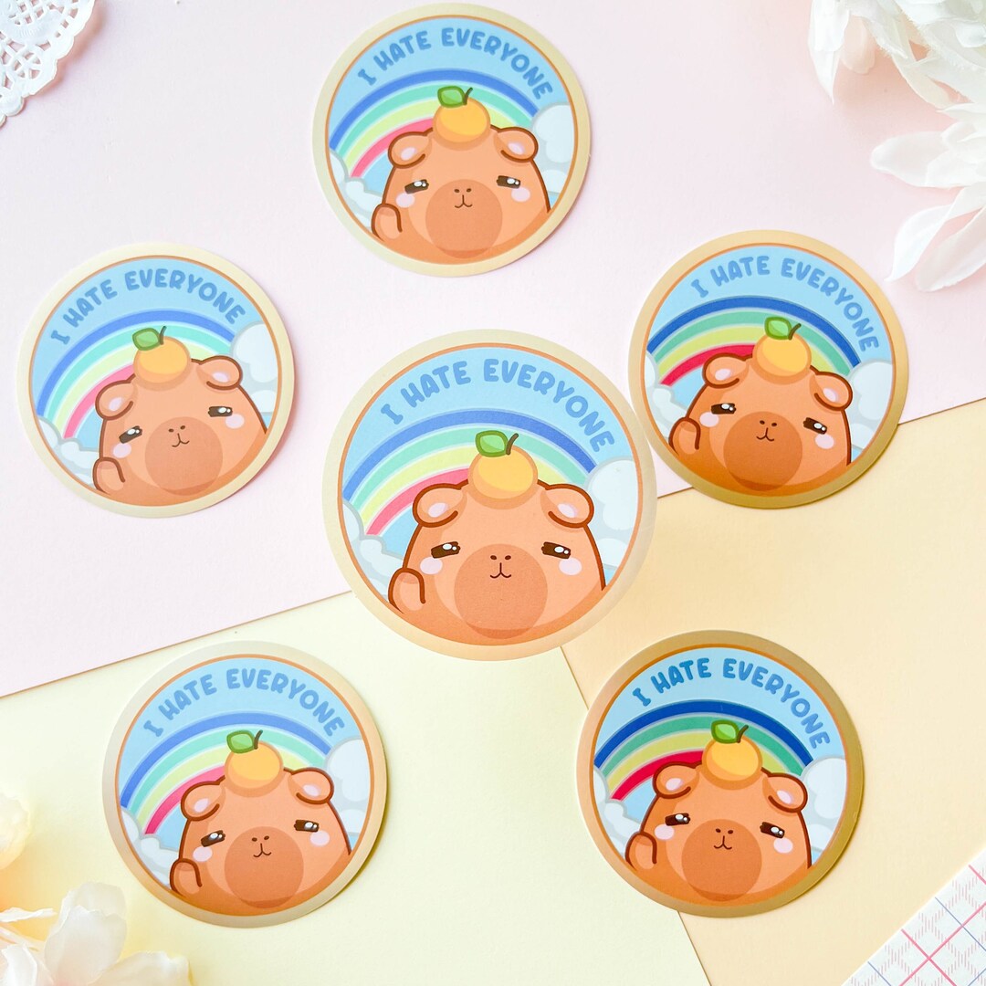 Cute Capybara Vinyl Sticker / I Hate Everyone Sticker / Low Social ...