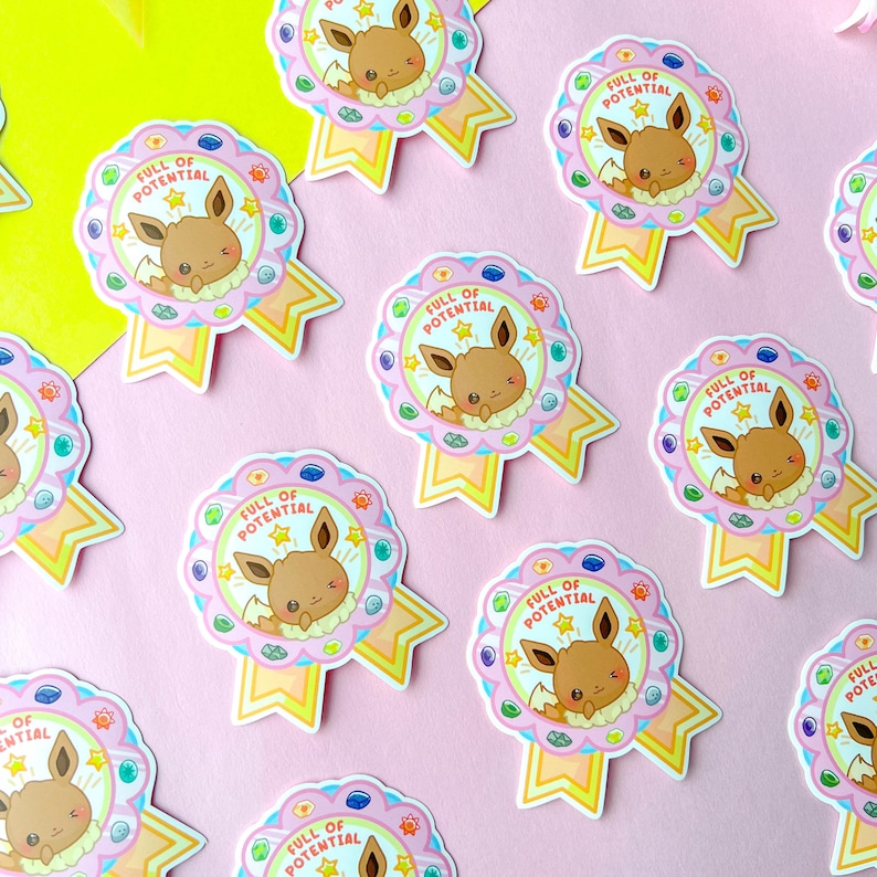 Kawaii Cute Eevee Pokemon Sticker Eeveelution Vinyl Stickers Etsy