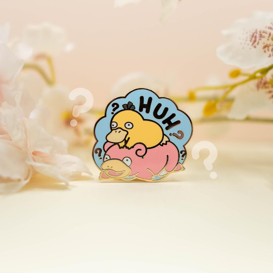Psyduck Slowpoke Enamel Pin / Dumb One Brain Cell Pin / Cute Pokemon ...