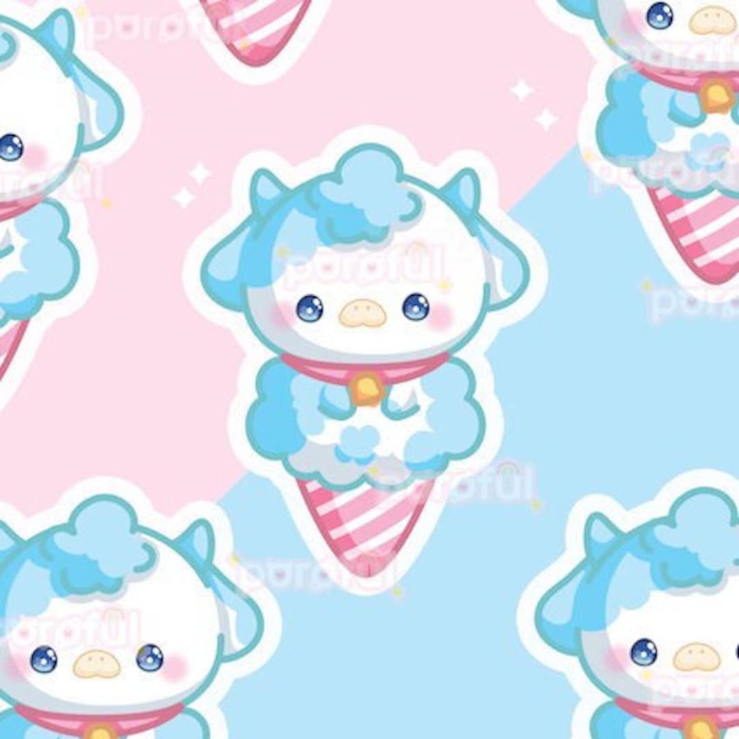 Cute Cow Stickers / Fluffy Cow Stickers / Cotton Candy Vinyl Stickers ...