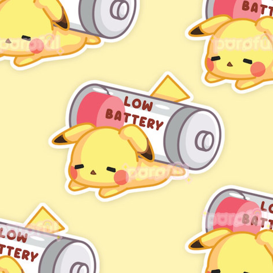 Low Social Battery Sticker / Kawaii Pikachu Sticker / Cute - Etsy
