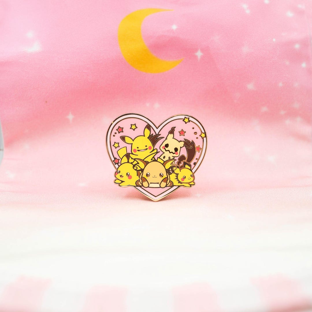Pokemon Mouse Enamel Pin / Pikachu Pichu Raichu Pin / Mimikyu Enamel ...