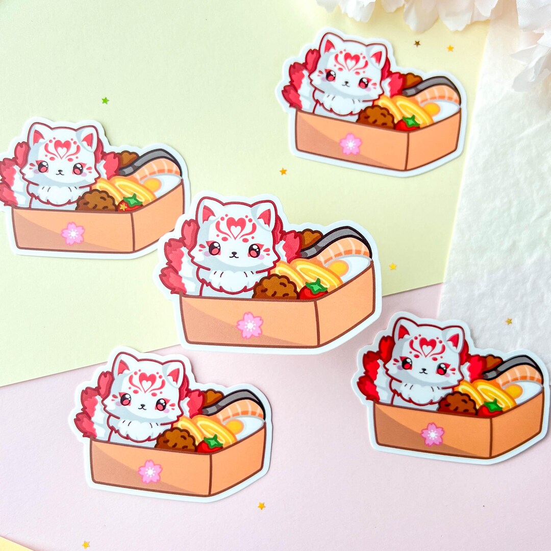 Kitsune Bento Vinyl Sticker / Spirit Fox Sticker / Cute Japanese Bento ...