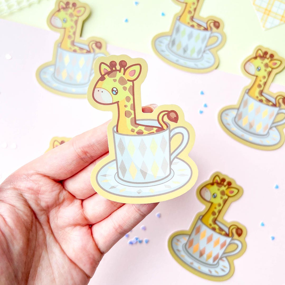 Cute Giraffe Vinyl Sticker / Kawaii Zoo Animal Jirafa Stickers / Safari ...