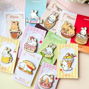 Cute Bunny Cauliflower Enamel Pin / Kawaii Rabbit Enamel Pin / Cafe ...