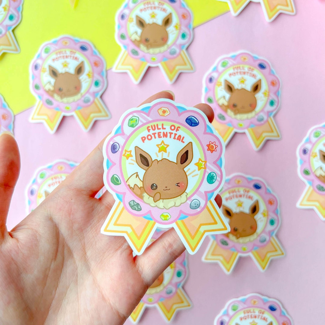 Kawaii Cute Eevee Sticker / Eeveelution Vinyl Stickers / Affirmation ...
