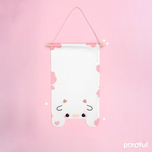 Kawaii Cute Strawberry Cow Enamel Pin Banner / Cute Cow Wall Decor ...