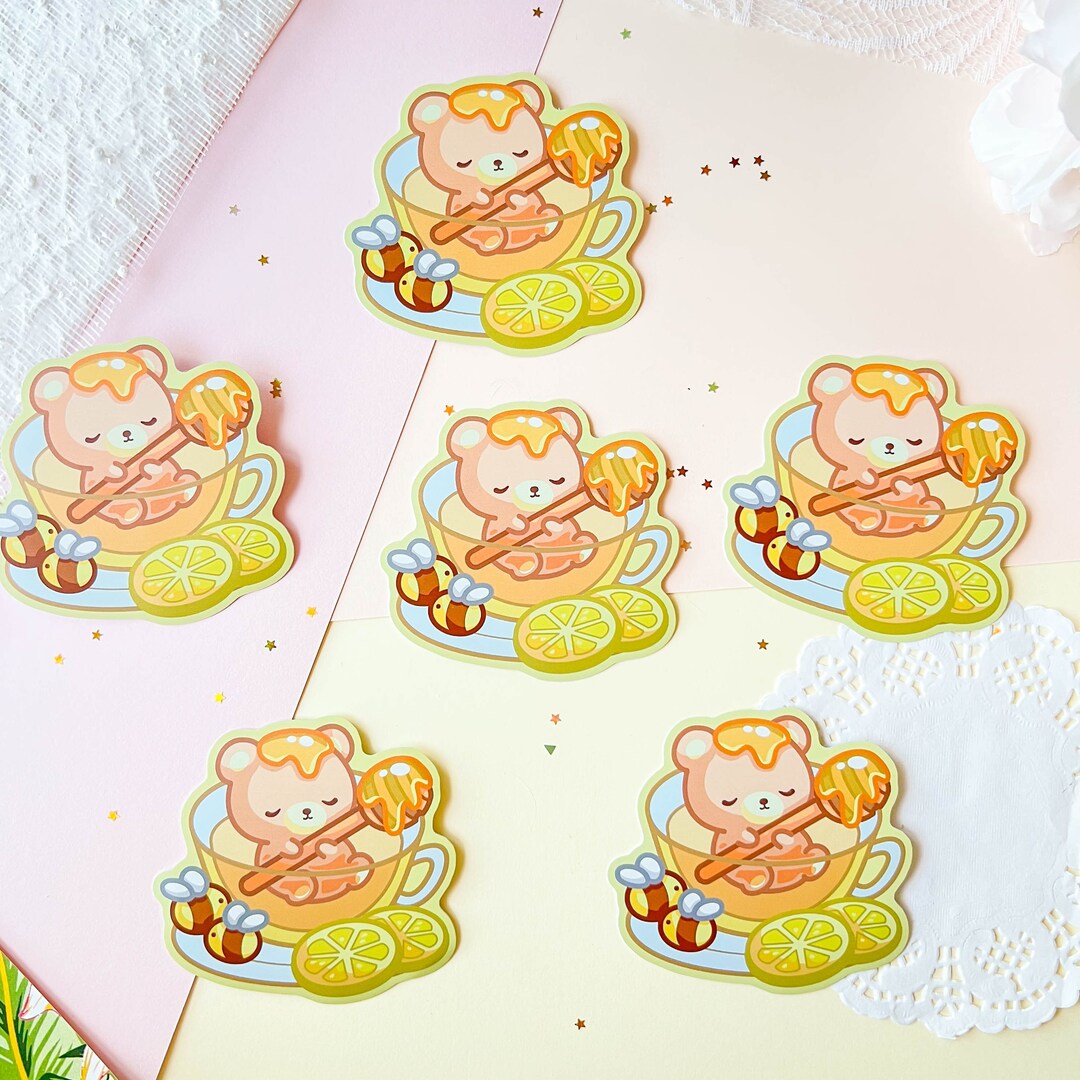 Cute Honey Lemon Tea Sticker / Kawaii Honey Bear Sticker / - Etsy UK
