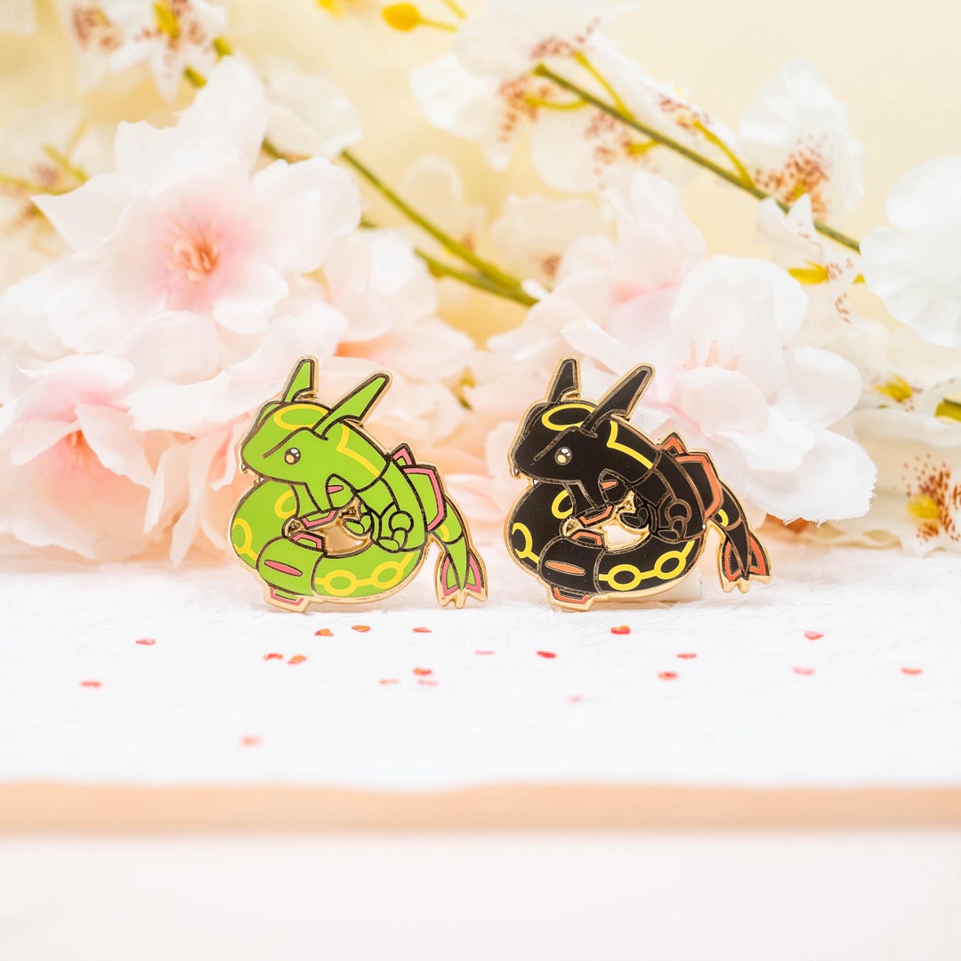 Rayquaza Enamel Pin / Serpentine Enamel Pin / Dragon Pokemon Pin / Mega ...