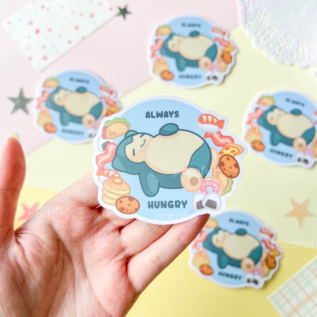 Always Hungry Sticker / Snorlax Pokemon Sticker / Hangry Vinyl Sticker ...