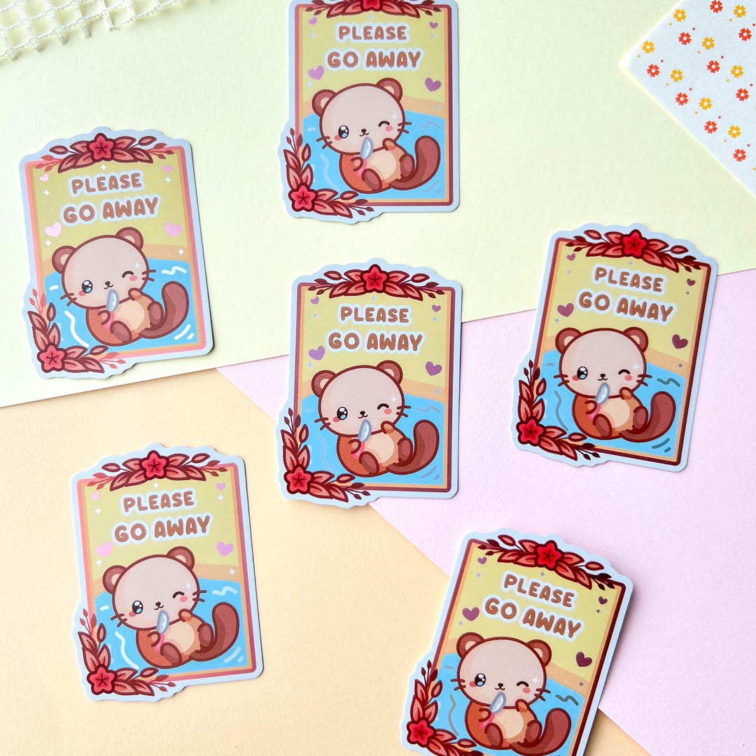 Please Go Away Otter Vinyl Sticker / Cute Sea Otter Stickers / Leave Me ...