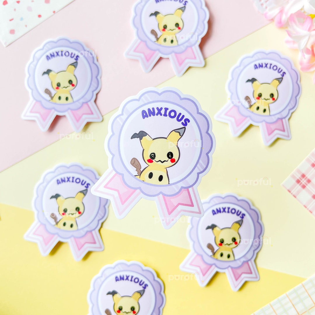 Anxious Mimikyu Sticker / Anxiety Stickers / Mental Health Stickers ...